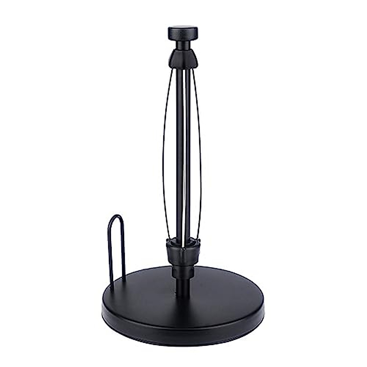 Paper Towel Holder Countertop, Stainless Steel Paper Towel Stand with Ratchet Mechanism for Kitchen Bathroom, One-Handed Operation Perfect Tear Paper Towel Roll Holder with Weighted Base (Black)