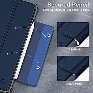 Fintie Hybrid Rugged Case for iPad Pro 11-inch (4th / 3rd Generation) 2022/2021 - Military Drop Tested Heavy Duty Protective Clear Cover with Pencil Holder, Also Fit iPad Pro 11" 2nd Gen, Navy