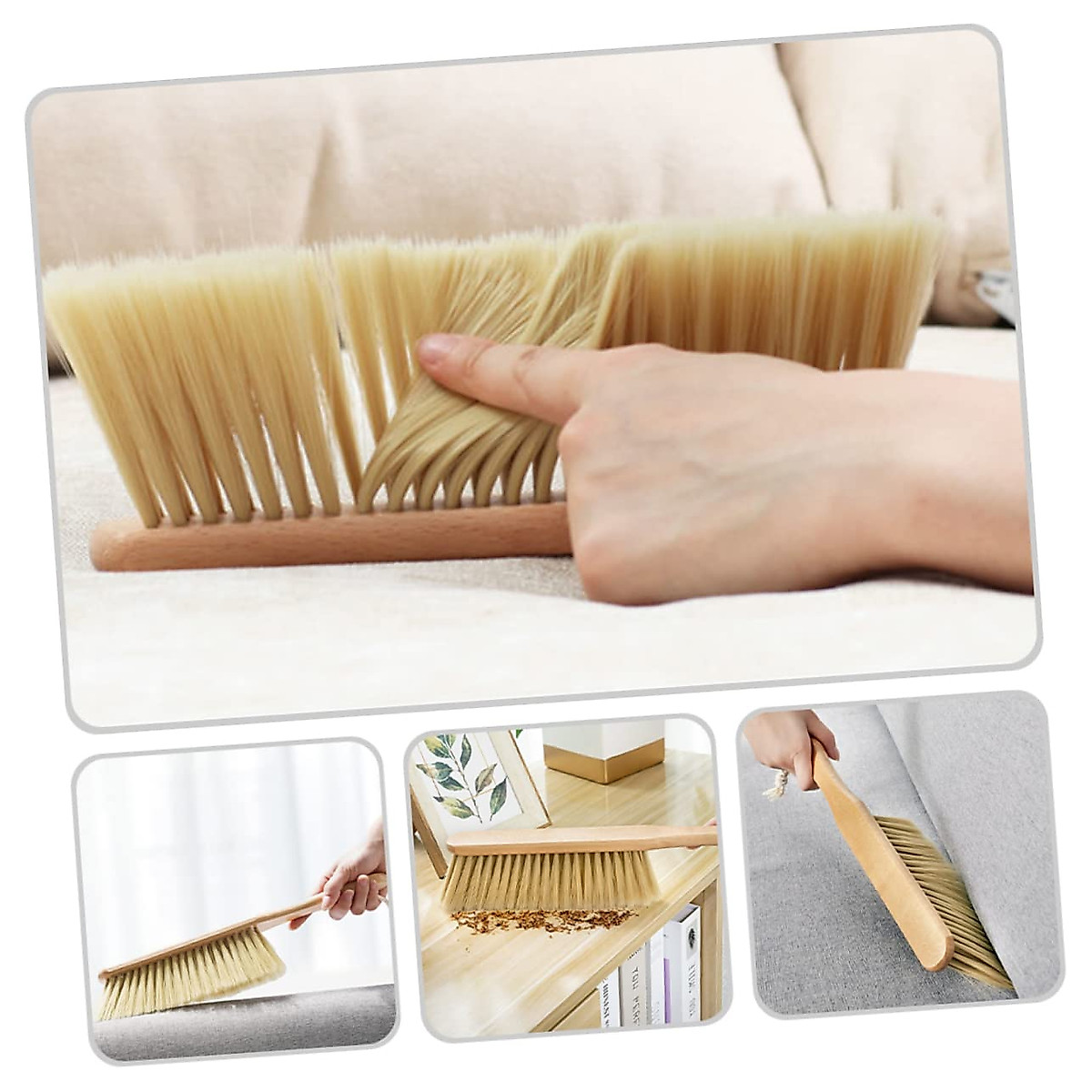 SEWOART Wooden Bed Brush Bristle Drafting Brush Carpet Brush Dusting Brush for Cleaning Bench Brush for Cleaning Broom Patio Cushion Cleaner Woodshop Brush Woodworking Cleaning Brush Door