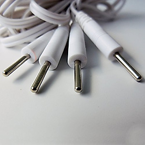 ELYSAID 2Pcs/Pack 4 in 1 Replacement Electrode Lead Wires Connect Cables DC Head 2.35mm Pin 2mm for TENS 7000 & TENS Machines