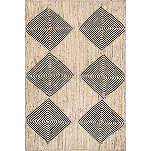 Rugs USA x Arvin Olano Axel Diamond Jute Area Rug, 4' x 6', Natural