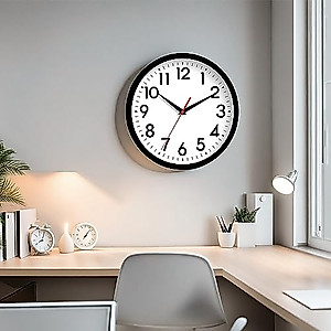 DAXSMY Wall Clock, Analog Clock Small, 10 Inch Silent Non-Ticking Wall Clocks Battery Operated Decorative for Kitchen, Office, Outdoor, Bedroom, Bathroom, Living Room, School, Classroom(Black)