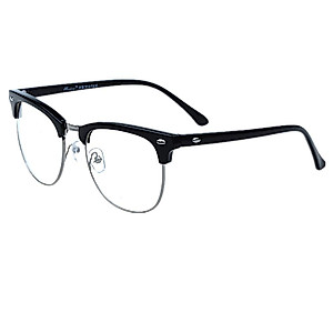 Shiratori New Vintage Fashion Half Frame Semi-Rimless Clear Lens Glasses Black