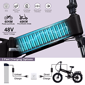 NOPAARD Folding Electric Bikes for Adults, 20" x 4" Fat Tire 500W (Peak 750W) Adults Electric Bicycles 40 Miles 20MPH with 48V Hidden Li-ion Battery, LCD Display, Air Saddle, UL2849, Matte Black