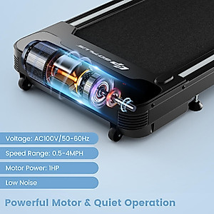 Goplus Under Desk Treadmill, Electric Treadmill Walking Pad with Touchable LED Display and Wireless Remote Control, Built-in 3 Workout Modes and 12 Programs, Running Jogging for Home Office