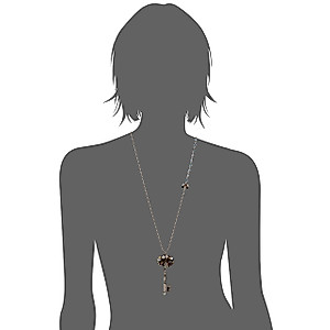Betsey Johnson Woven Cluster Key Long Pendant Necklace, 31''