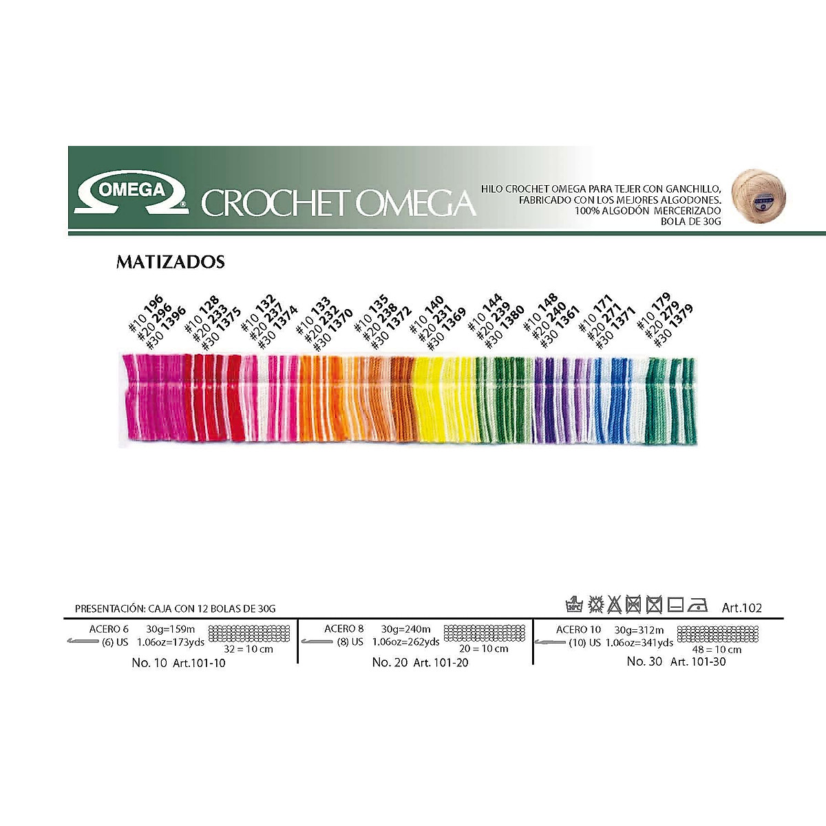 Crochet OMEGA NO.20 [30grs] - 100% Mercerized Cotton Yarn for Fine Crochet - Color 37-Denim Blue 206