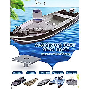 MATINA Boat Seat Base, 7" x 7" Aluminum Boat Seat Pedestal & Base with 3/4" Pin Post Socket, Heavy Duty Boat Accessories for Boat Seat Post & Boat Seat Mount to Install Boat Seats, 1 Pack
