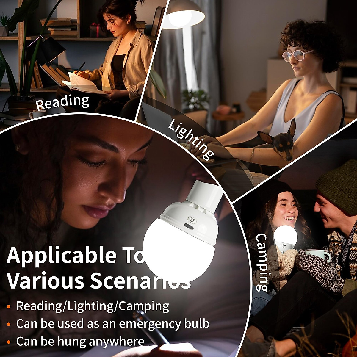 Rechargeable Light Bulbs, Battery Operated Light Bulb with Remote E26 LED Emergency Lightbulbs Warm White CCT with Timer Dimmable for Wall Wireless Sconce, Power Outage, Home, Porch (2 Lightbulbs)