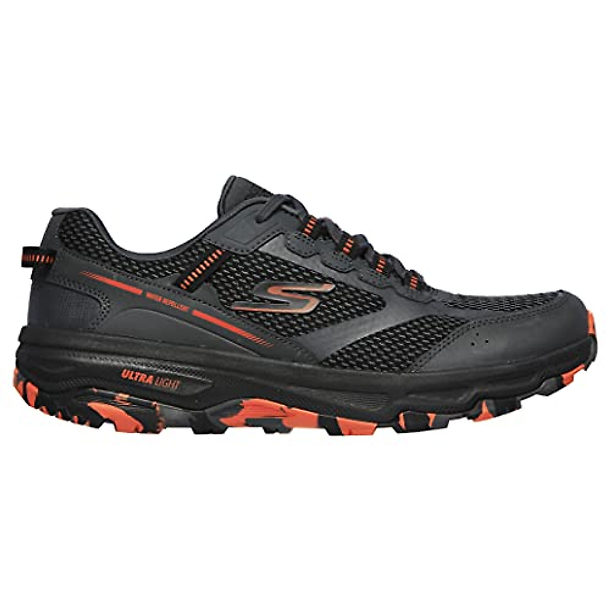 Skechers Men's GOrun Altitude-Trail Running Walking Hiking Shoe with Air Cooled Foam Sneaker, Charcoal/Orange/Black, 13