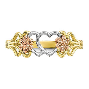 Jewels By Lux 10K Two Tone Color Gold & Rhodium Double Heart Ring