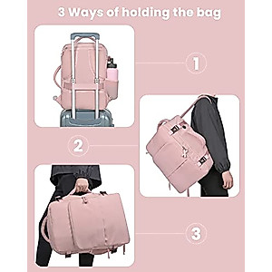 Snoffic Durable Carry On Backpack, Travel Backpack for Women Airline Approved, Large Waterproof College Backpack, Business Work Hiking Casual Daypack Bag, Fits 16" Laptop, Pink