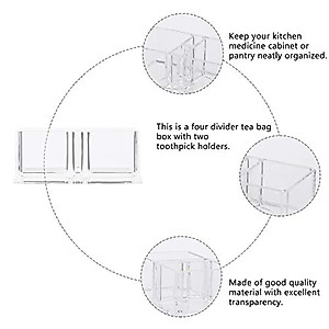 Hemoton Acrylic Condiment Containers Tea Caddy Holder Storage Bin Box Countertop Organizer Storage Station for Beverage Tea Bags Sweetener Coffee Sugar Packets Creamers Drink Pods