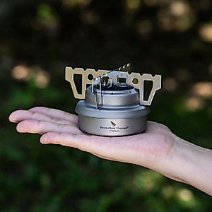 iBasingo Titanium Mini Spirit Stove Cooker Burner with shelf for Outdoor Camping Picnic Backpacking A-Ti2001C