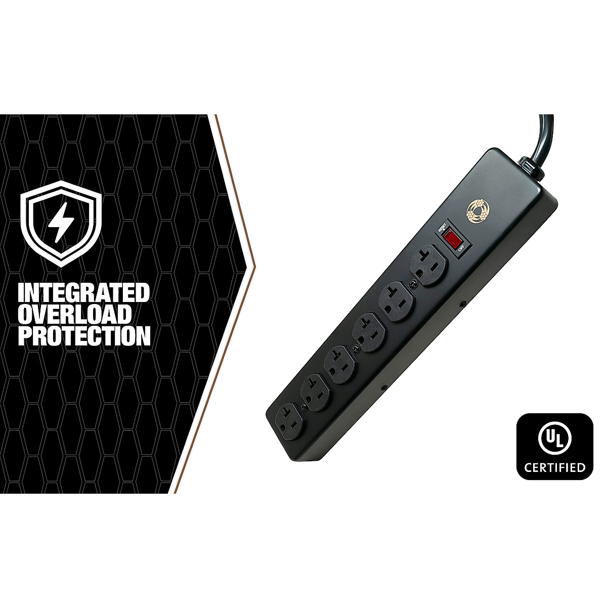 Southwire 5120 20 Amp Rated, 6 Outlet all Metal Power Strip with NEMA 5-20 P&R, 6 Foot 12/3 Cord