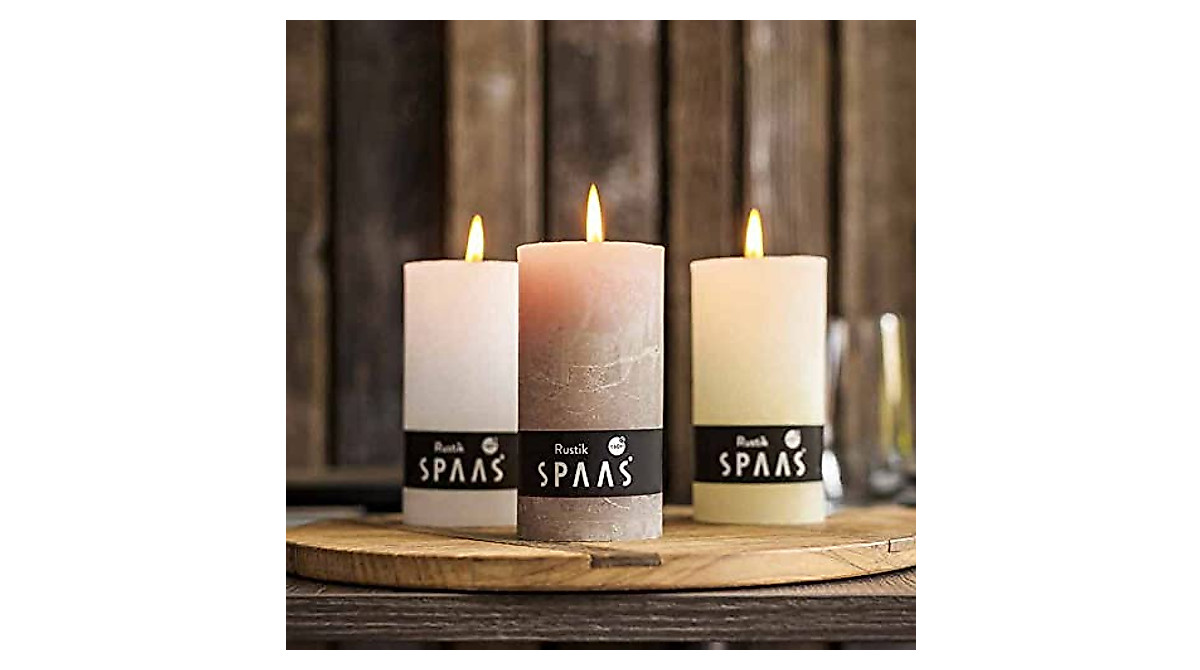 SPAAS Rustic Beige Pillar Candles - Set of 4