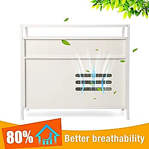 Amunrbrek Litter Box Enclosure,Cat Litter Box Furniture Hidden,Large Washroom with Scratching Pad,Modern Cabinet White