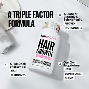 St. Tropica Tru Bloom Hair Growth Vitamins - 2 Month Supply. Clinically Proven for Fuller, Thicker Hair. Natural & Drug-Free. Ultimate Hair Vitamins for Proven Results