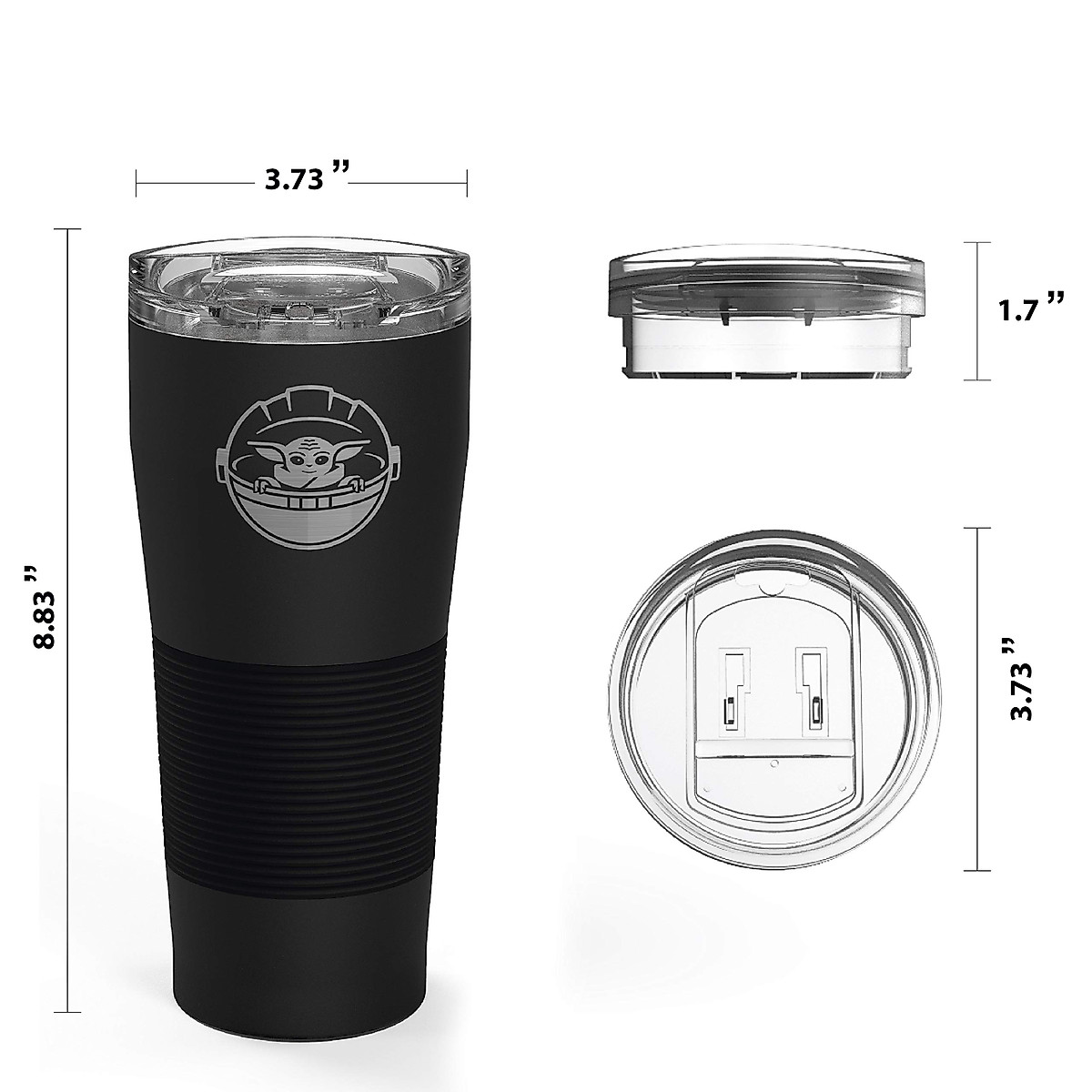 Zak Designs Star Wars The Mandalorian Vacuum Insulated Stainless Steel Lynden Wrap Tumbler (Baby Yoda/The Child, 28 oz, BPA-Free)