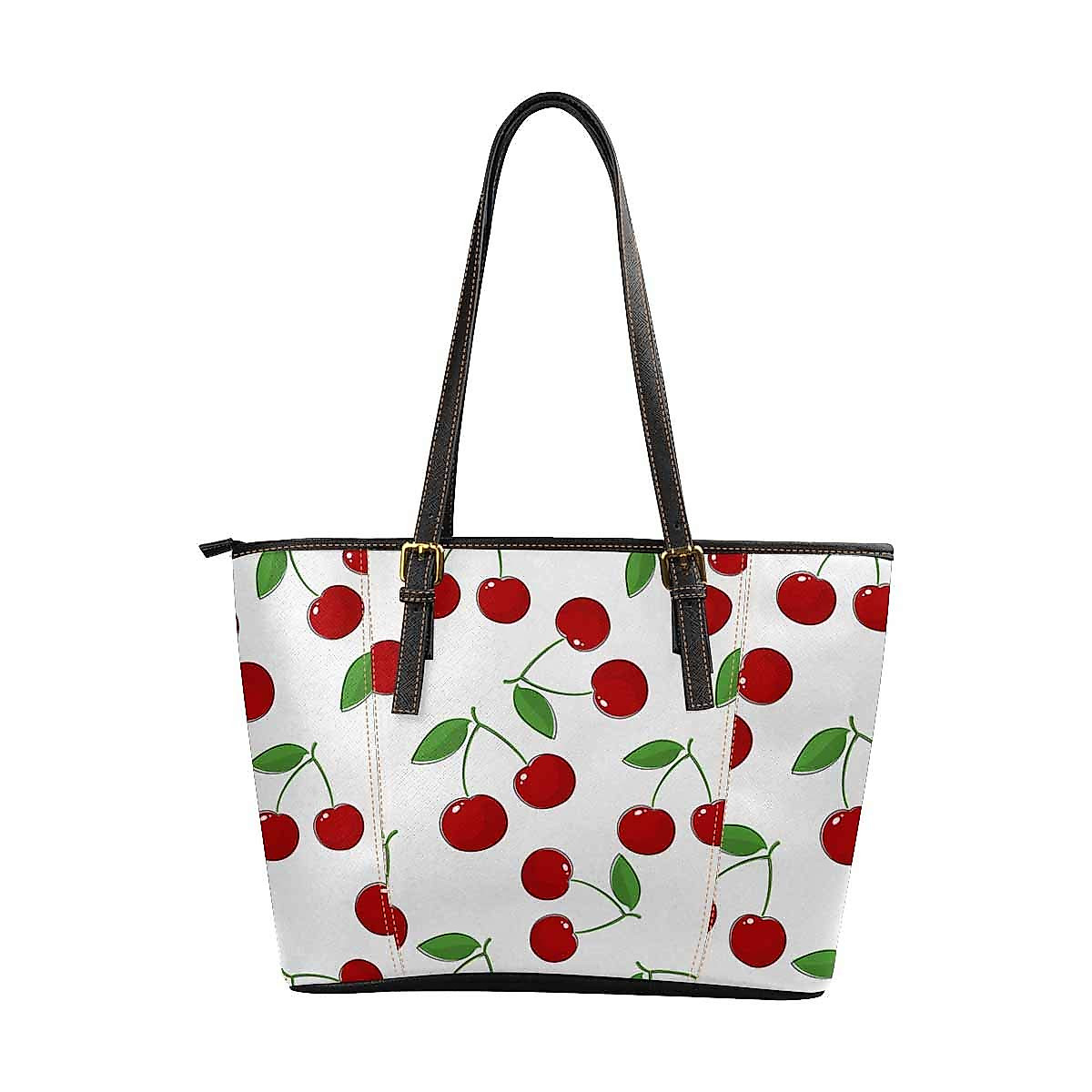 InterestPrint Women Tote Bags Top Handle Handbags PU Leather Purse Cherry, Fruit Pattern, Prunus Avium