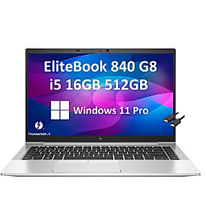 Hp EliteBook 840 G8 Business Laptop (14" Fhd Anti-Glare, Intel 4-Core i5-1145G7, 16Gb Ram, 512Gb ssd) 2 x Thunderbolt 4, Webcam, ist Cable, Win 11 Pro