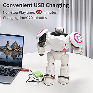 AIROBOTS Robots Toy for Kids, Robot Toys for Toddlers,Smart Programmable Interactive RC Robot, Present for 4 5 6 7 8 9 Years Old Kids Boys and Girls,Pink