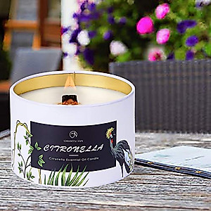 CHLOEFU LAN Citronella Candles Outdoor and Indoor 12.4 Oz Large Scented Candles with Pure Lemongrass Essential Oil and Natural Soy Wax for Garden Patio Yard Home Balcony, Wood Wicked Candles 2 Pack