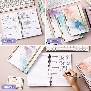 Spiral Notebook - 3 Pack College Ruled Notebook, 5.6'' x 8.3'' Journal Notebook, 80 Sheets / 160 Pages Per Journal with Spiral Bound, Inner Pocket, Journal for Women, Notebooks for Work