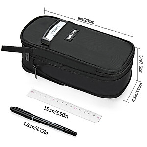 YOKUMA Pencil Case Pencil Pouch for Boys Big Capacity Pen Bag Box, Aesthetic College School Supplies for Student Teen Adults Preppy,Black