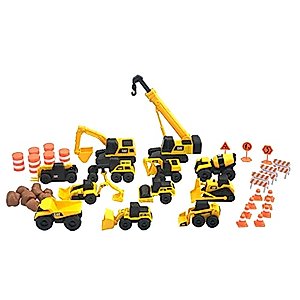 CAT Construction Toys, Little Machines Mega Activity Playset w/ 41 Pieces, XL Crane/Excavator & Construction Site Accessories - Kids Toys 3+