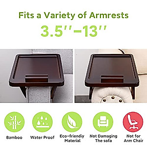 SINWANT Sofa Arm Tray Table Clip on Side Table, Couch Tray with 360° Rotating Phone Holder,Couch Arm Table Sofa Armrest Tray for Home,Living Room, Eating,Drinks,Snacks,Remote/Control