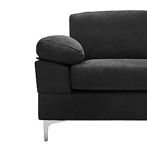 Verfur 5 Seats Convertible Sectional Sofa with Extra Wide Reversible Chaise and Movable Ottoman, U Shaped Symmetrical Modular Corner Couch Living Room Furniture Sets for Home Office, Black 128.3"