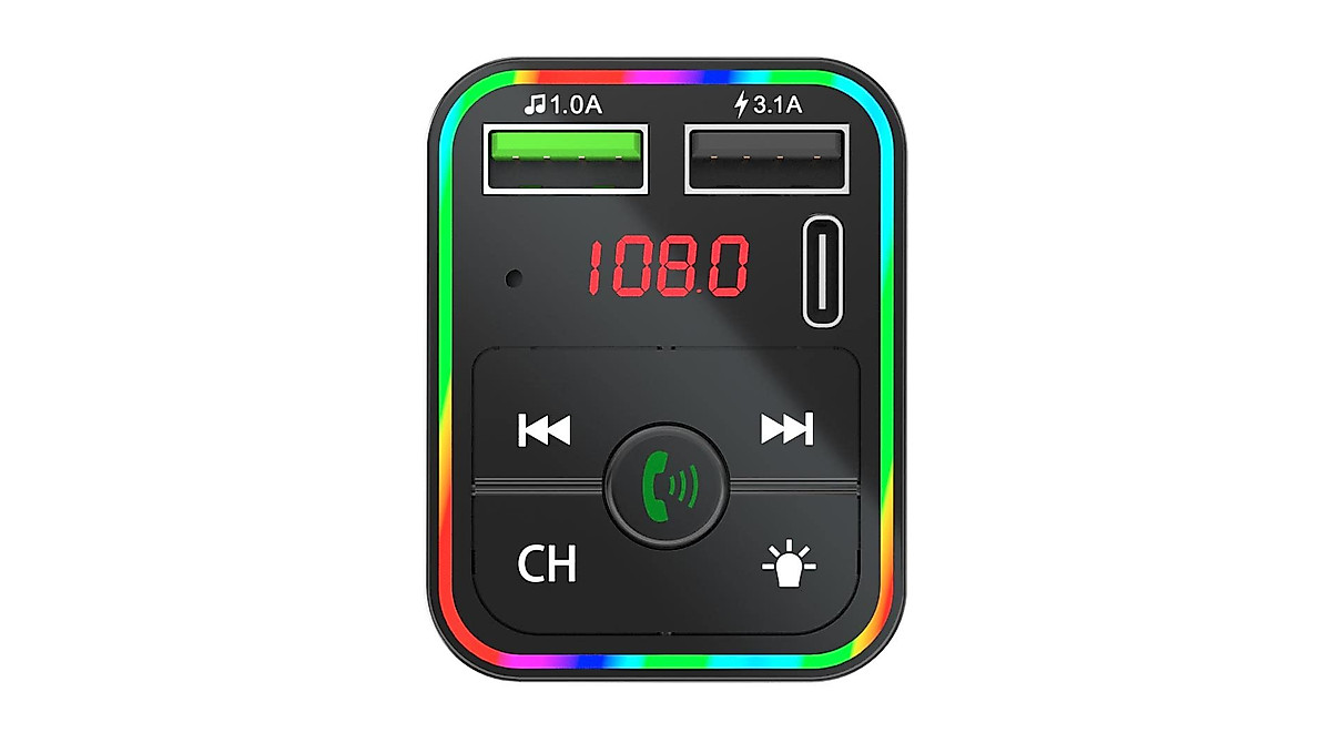 Bluetooth Car Adapter FM Transmitter with Wireless Charging & LED Display