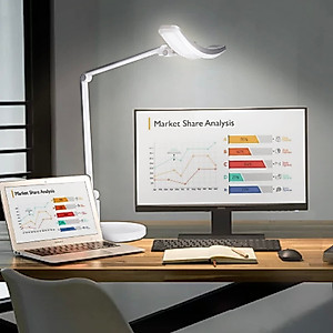 HAPPY NOCNOC Eye-Care eReading Desk Lamp/ Table Lamp/ Task Lamp/ Swing Arm Lamp: Auto-Dimming, CRI 97, Adjustable Temperatures, 51” Wide Illumination Desk Light for Home Office, Bedroom, Living Room