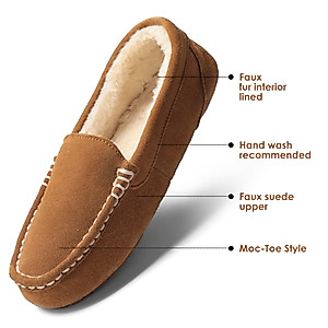 DREAM PAIRS Women's Fuzzy House Slippers Cozy Faux Fur Micro Suede Moccasins Slip on Loafer Shoes for Indoor and Outdoor,Size 6.5-7,Chesnut,AUZY-01