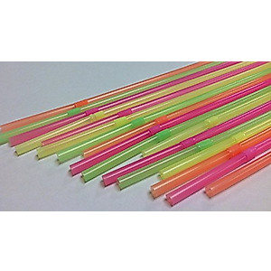 Party Dimensions 200 Count Flexible Multi-Colored Straws, Neon