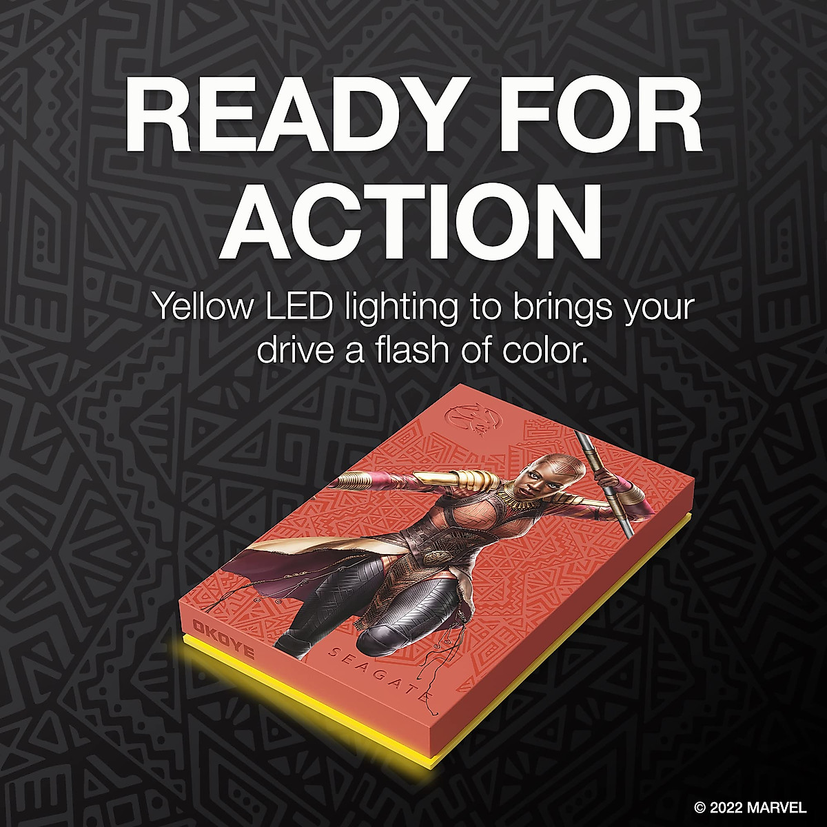 Seagate Okoye SE FireCuda External HDD - USB 3.2, Customizable RGB LED Yellow, Works with PC, Mac, PlayStation, and Xbox, 1-yr Rescue Services (STLX2000403)