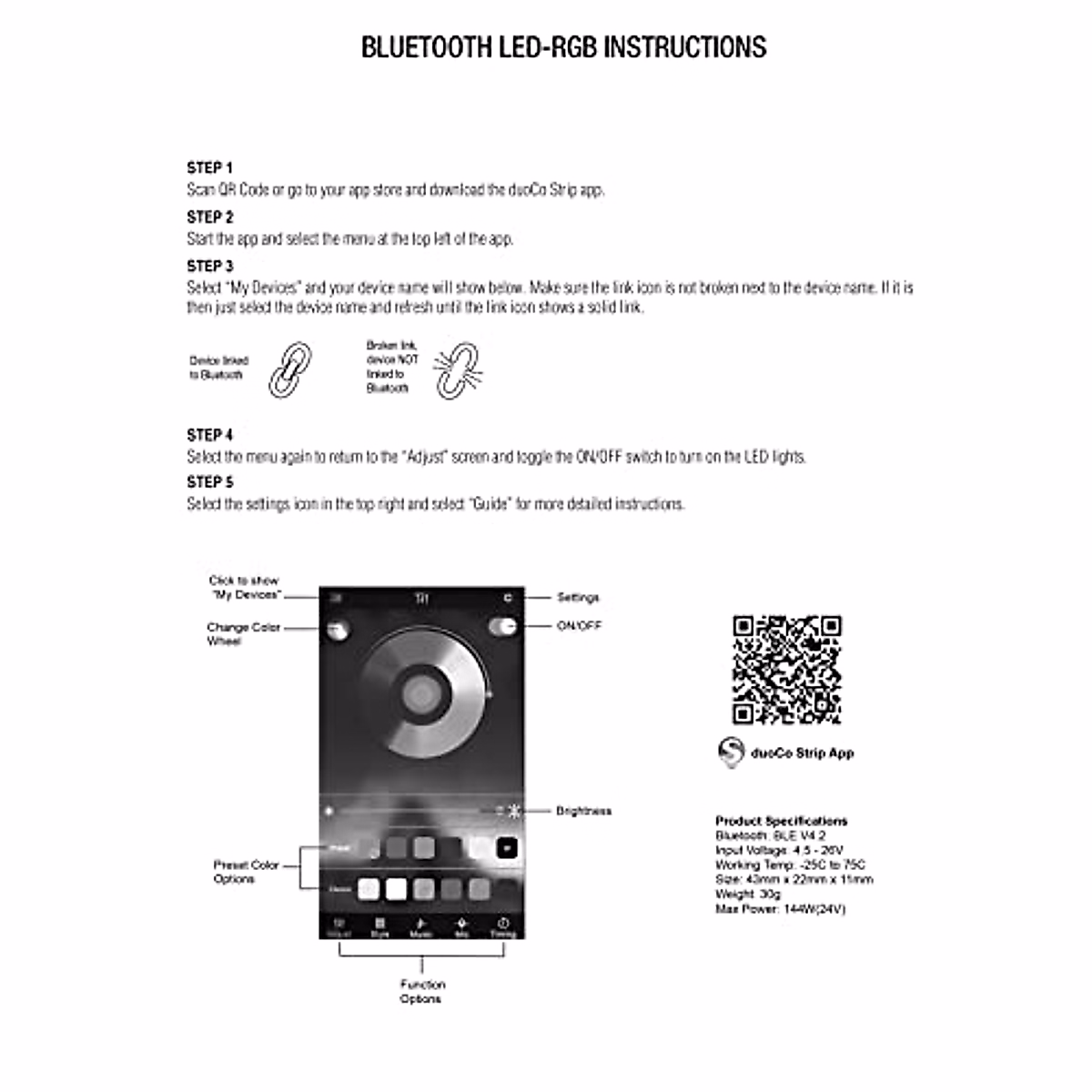 OSP Home Furnishings Beta Battlestation Gaming Desk with Bluetooth RGB LED Lights, Matte Red