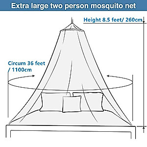 Mosquito Net, Bed Canopy Hanging Circular Curtain Netting for Single to King Size, Quick Easy Installation, Use to Cover The Baby Crib, Kid Bed, Girls Bed Or Full Size Bed