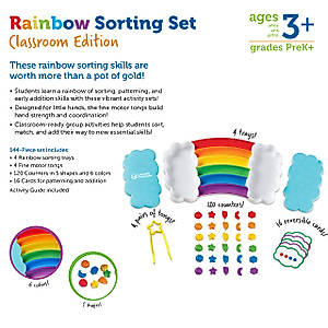 Learning Resources Rainbow Sorting Set Classroom Edition, 144 Pieces, Ages 3+, Fine Motor Skills, Teacher Supplies, School Supplies, Educational Toys