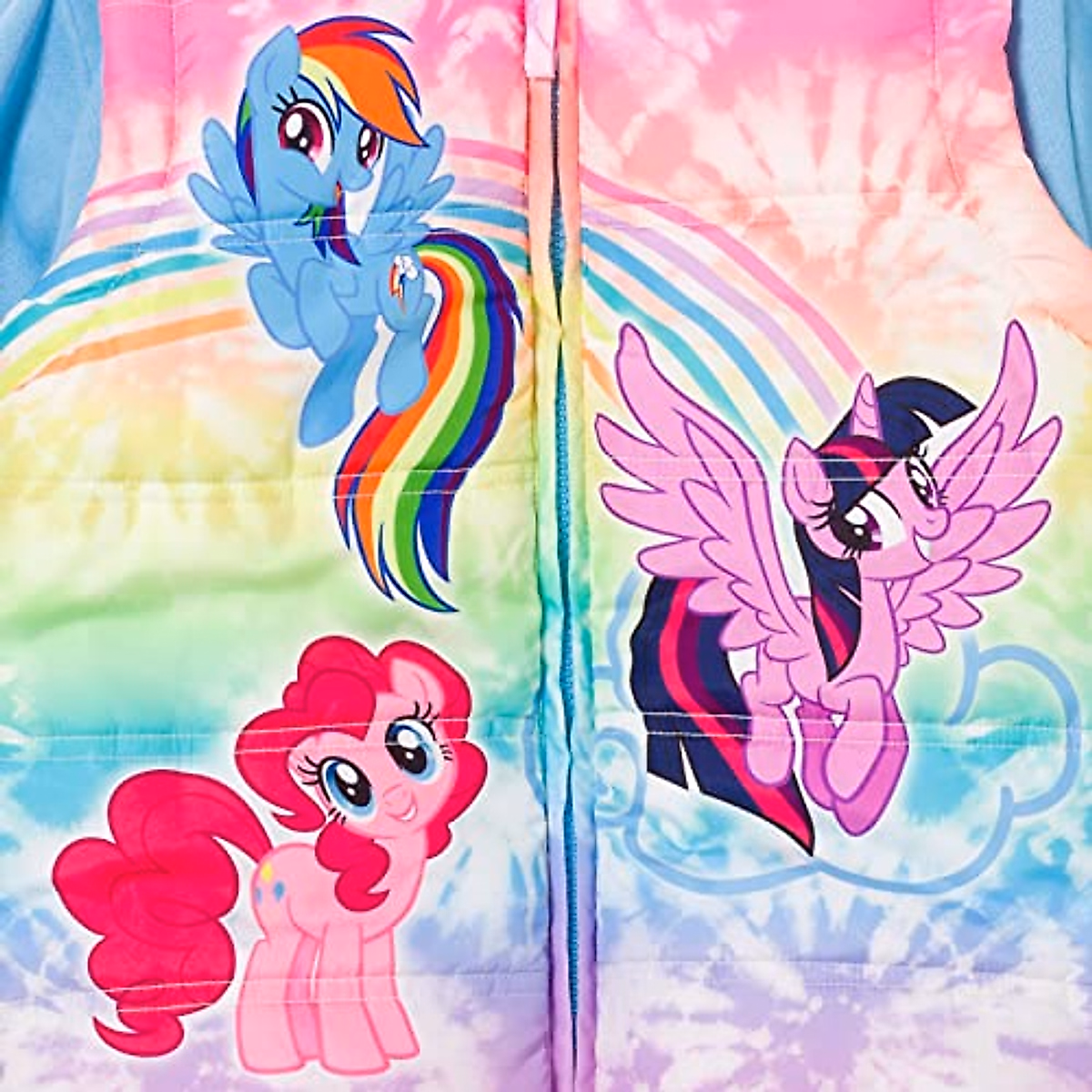 My Little Pony Twilight Sparkle Pinkie Pie Rainbow Dash Toddler Girls Zip Up Vest 2fer Jacket Tie Dye Multicolor 3T