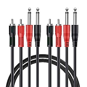 RCA to 1/4 Cable, 2 Pack 3 Feet Dual 1/4" 6.35mm TS Male to Dual RCA Stereo Interconnect Cable RFAdapter for Mixer, Audio, Amplifier, Microphone, and Camera, etc