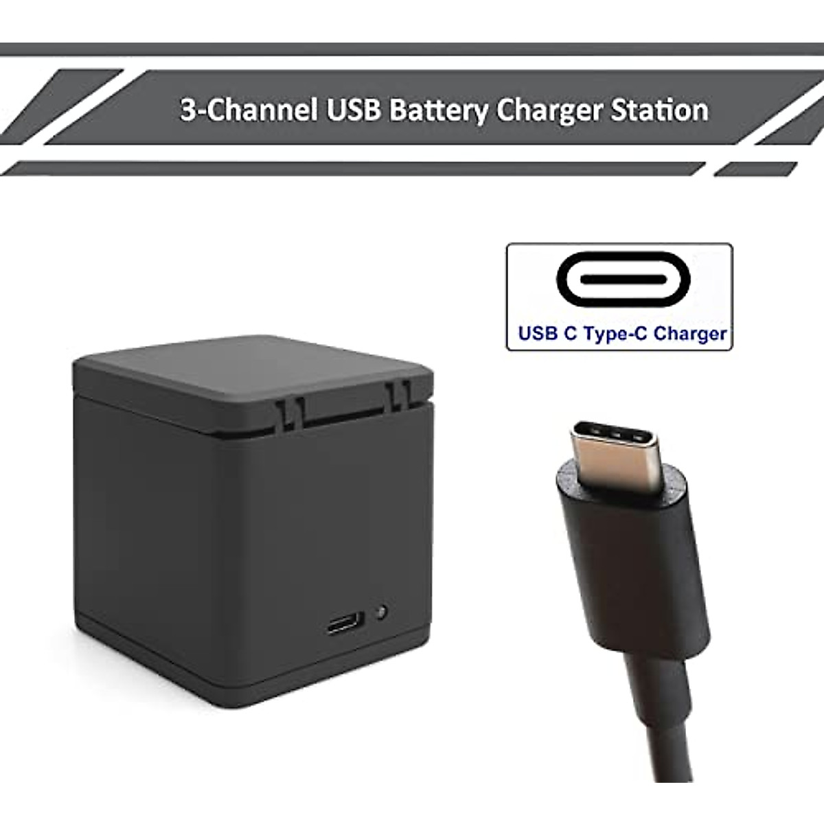 2 Pack Batteries fit for GoPro Hero 11 Black, GoPro Hero 10, GoPro Hero 9 Black, 3-Channel Battery Charger Station for Hero 11/ Hero 10/ Hero 9