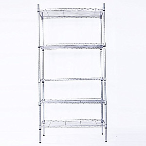 WEI WEI GLOBAL 5-Tier Metal Wire Shelving Unit, Adjustable Utility Storage Standing Rack Organizer Cabinet for Garage Laundry Bathroom Kitchen Closet -29" L x 13" W x 59" H, Silver Gray