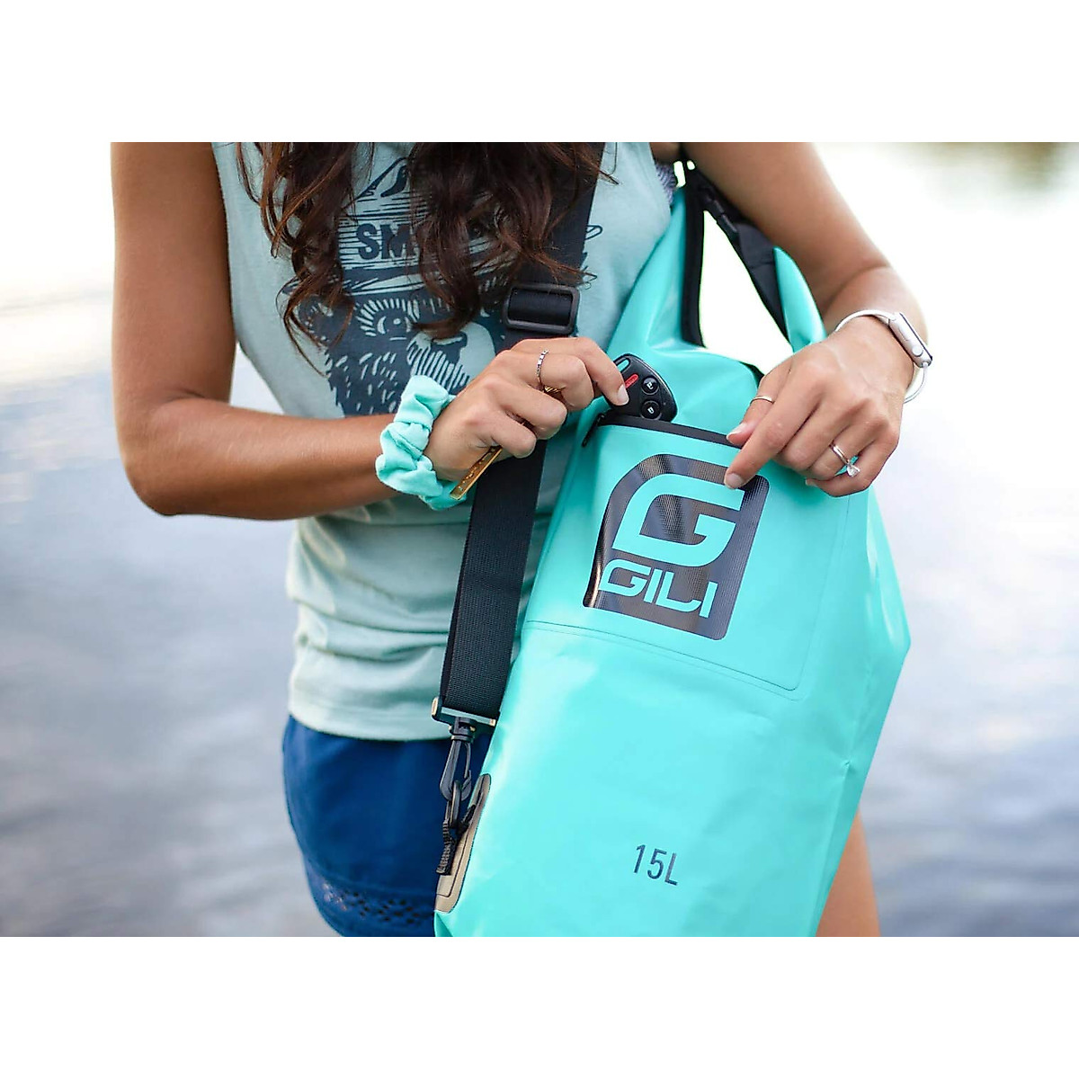 GILI Waterproof Dry Bag, Roll Top Compression Sack Keeps Gear for Paddle Boarding, Kayaking, Beach, Boating and Hiking | 15 Liters Made with heavy-duty, vinyl-coated fabric (Yellow, 15L)