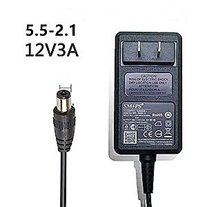 12V 3A Power Supply Adapter, 100V-240V to 12V 3A Wall Mounted 12V Switching for DC12V CCTV Camera LED Strip Light rc Balance Charger with 5.5X2.1 DC Female Plug to Screw Connection (2PACK)