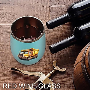 Cute Garbage Truck Funny Wine Tumbler 12 Oz Stainless Steel Insulated Mug Double Wall Water Cup with Lid