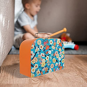 OUNONA Paperboard Suitcases Mini Suitcase Floral Painting Decorative Gift Boxes with Hinged Lids and Handles for Birthday Wedding Christmas Party Favor Toys Photos Props