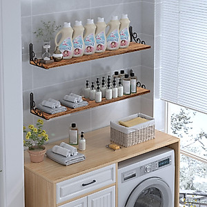 IARTOPS Long Floating Shelves, 47.3 Inch Large Wall Mounted Shelves Set of 2, Wide Storage and Display Shelf with Brackets for Living Room, Bedroom, Kitchen, Bathroom, Office and Books, Rustic Brown