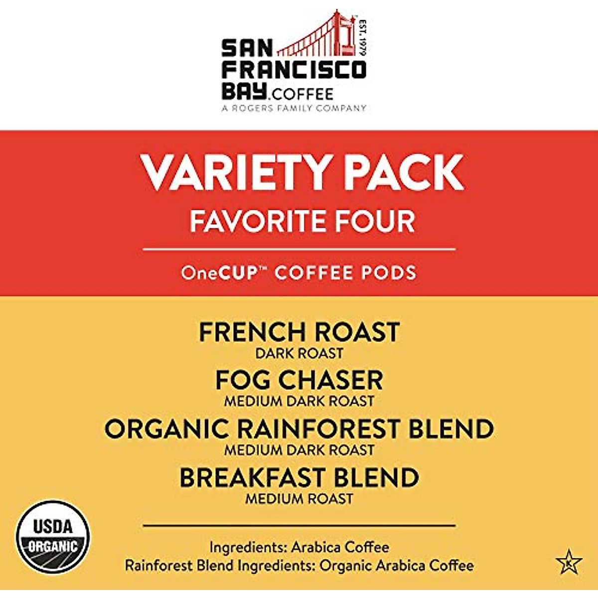 San Francisco Bay Compostable Coffee Pods - Original Variety Pack (80 Ct) K Cup Compatible including Keurig 2.0, French, Breakfast, Fog, Organic Rainforest